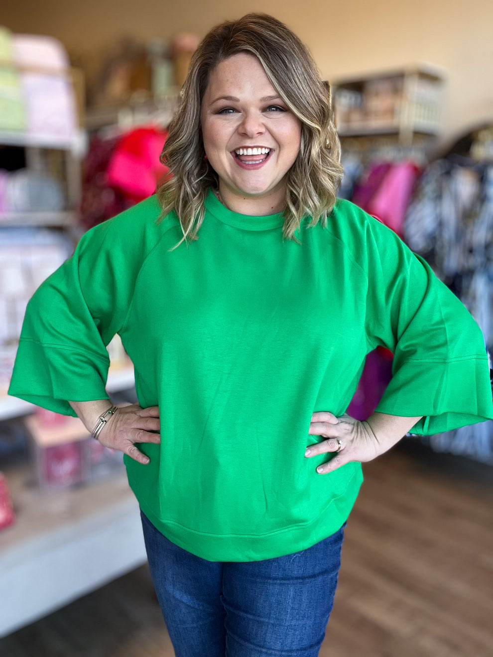 Call Me Casual Curvy Green Drop Shoulder Top – Katherine Parker Designs